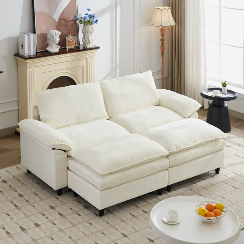 Modern Chenille Comfort Modular Combo Cloud Sofa Latitude Run Upholstery Color Beige